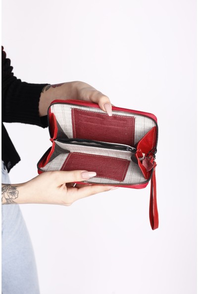 Fumors Hakiki Deri Kırmızı Cüzdan