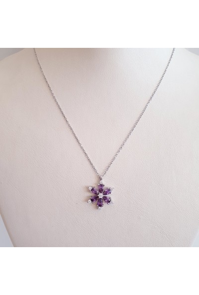 Magrib Mor Lotus Çiçeği Model Bayan Gümüş Kolye Magrib Mor Lotus Çiçeği Model Bayan Gümüş Kolye