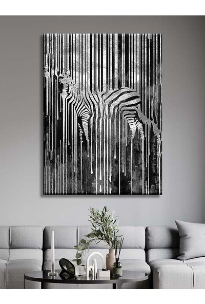 Voovart Gümüş Zebra Dekoratif Kanvas Tablo - VOOV2009 Voovart Gümüş Zebra Dekoratif Kanvas Tablo - VOOV2009