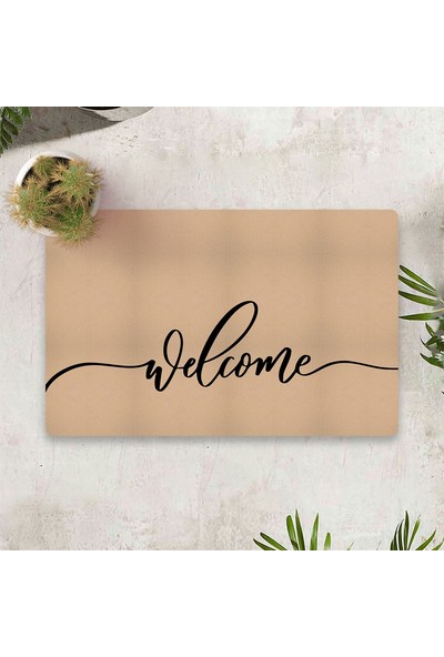 Vagonik Welcome Dijital Baskılı 50 x 70 cm. Dekoratif Çok Amaçlı İç ve Dış Kapı Paspası