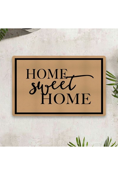 Vagonik Home Sweet Home Dijital Baskılı 50 x 70 Cm. Dekoratif Çok Amaçlı Iç ve Dış Kapı Paspası