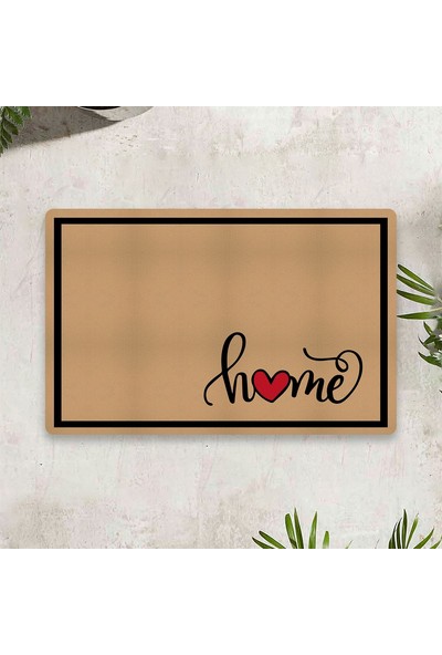 Vagonik Home Kalp Dijital Baskılı 50 x 70 Cm. Dekoratif Çok Amaçlı İç ve Dış Kapı Paspası