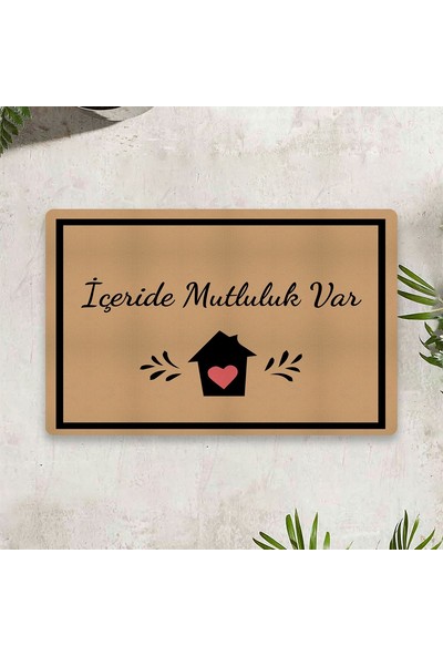 Vagonik İçeride Mutluluk Var Dijital Baskılı 50 x 70 Cm. Dekoratif Çok Amaçlı İç ve Dış Kapı Paspası