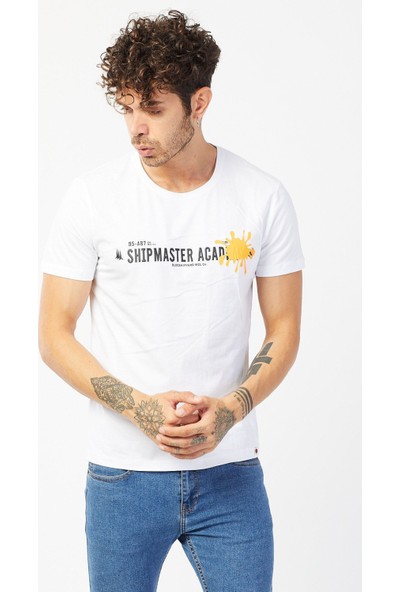 Aymeravm Baskılı Bisiklet Yaka T-Shirt