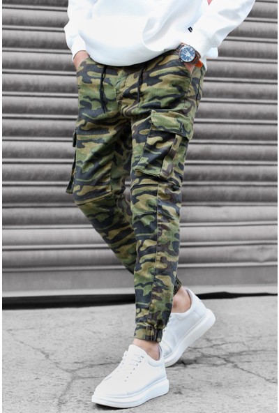 Madmext Erkek Kamuflaj Slim Fit Kargo Cep Pantolon 5695