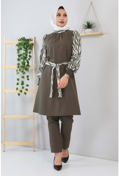 Moda Mihram Desenli Ikili Takım Haki Moda Mihram Desenli Ikili Takım Haki