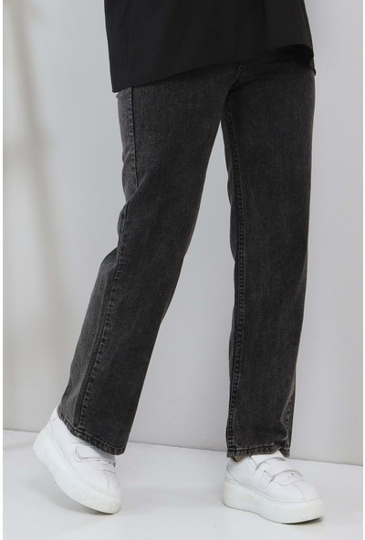 Moda Mihram Bol Paça Kot Pantolon Siyah