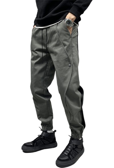 Runningman Erkek Bahar Gençlik Popüler Düz Renk Ayak Harem Pantolon (Yurt Dışından)