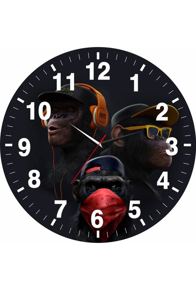 Reklam Ofisi 3 Maymun, Üç Maymun Uv Flatbed Baskılı Duvar Saati Reklam Ofisi 3 Maymun, Üç Maymun Uv Flatbed Baskılı Duvar Saati