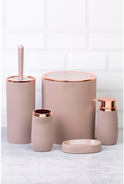 Sas Çöp Kovası Tuvalet Fırçası Sıvı Sabunluk Diş Fırçalık Katı Sabunluk 5 Parça Set 5 Litre Kahve-Bakır Sas Çöp Kovası Tuvalet Fırçası Sıvı Sabunluk Diş Fırçalık Katı Sabunluk 5 Parça Set 5 Litre Kahve-Bakır