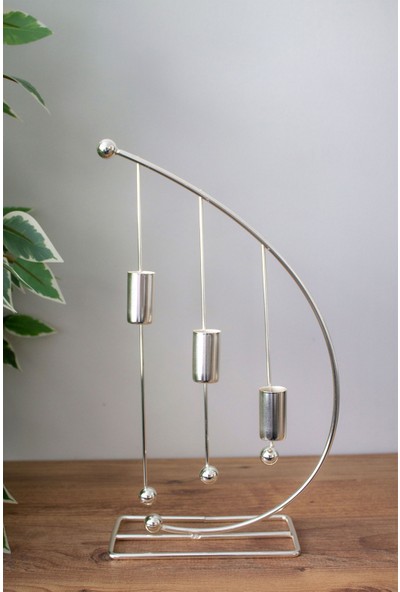 Metal Bending Art Nota Model Gold - Gümüş Metal 3 Lü Şamdan Üçlü Mumluk 25 cm Metal Bending Art Nota Model Gold - Gümüş Metal 3 Lü Şamdan Üçlü Mumluk 25 cm