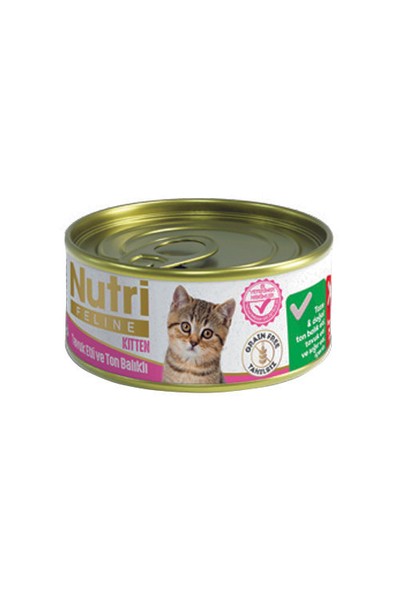 Nutri Feline Tahılsız Tavuk Etli&ton Balıklı 85GR Yavru Yaş Mama Nutri Feline Tahılsız Tavuk Etli&ton Balıklı 85GR Yavru Yaş Mama