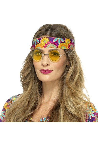 Bernam Sarı Renk Camlı 60 Lı Yıllar Hippi Lennon Gözlüğü