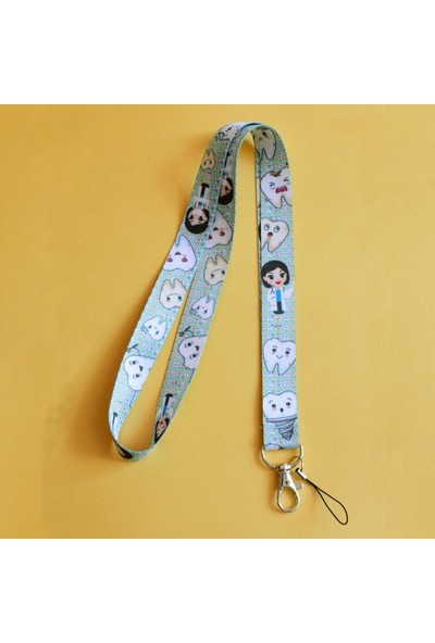 Kadın Diş Hekimi Desenli Yaka Kartı - Boyun Askı Ipi Kadın Diş Hekimi Desenli Yaka Kartı - Boyun Askı Ipi