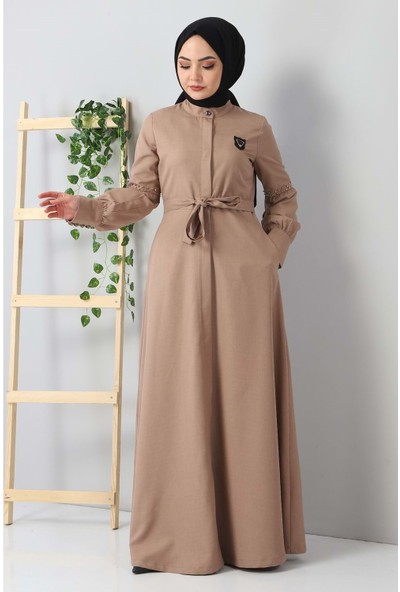 Moda Mihram Inci Detaylı Ferace Vizon