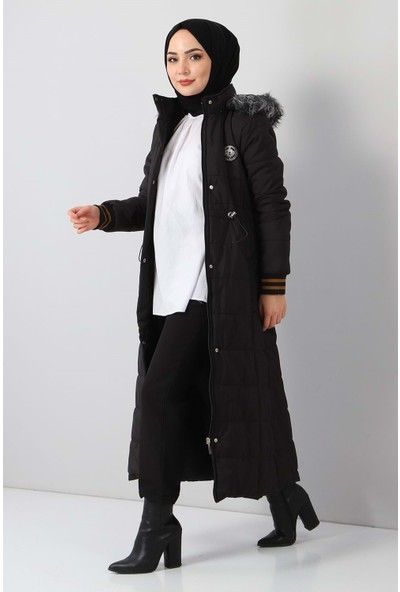 Moda Mihram Kapşonlu Kapitone Mont Siyah Moda Mihram Kapşonlu Kapitone Mont Siyah