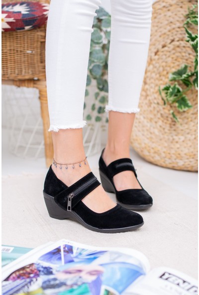 Jomoti Dolgu Taban Fermuar Detaylı Kadın Ayakkabı