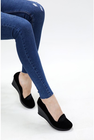 Jomoti Dolgu Taban Dili Taşlı Ayakkabı