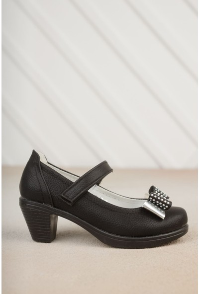 Jomoti Topuklu Siyah Cilt Kız Çocuk Ayakkabı