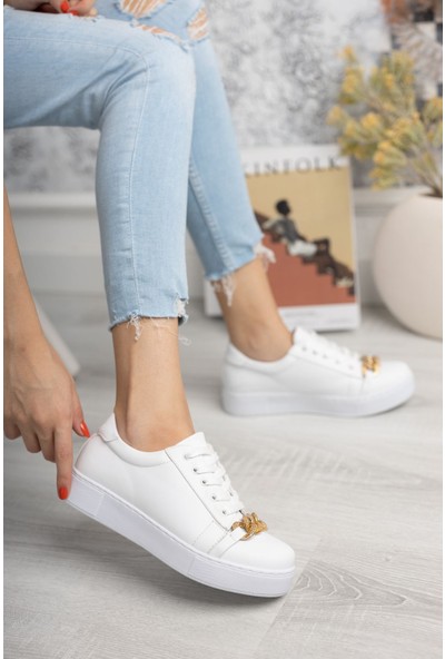 Jomoti Zincirli Beyaz Spor Ayakkabı
