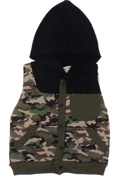 Babyboy Kamuflaj Desenli Erkek Bebek Yelek - Lacivert - 3-6 Ay