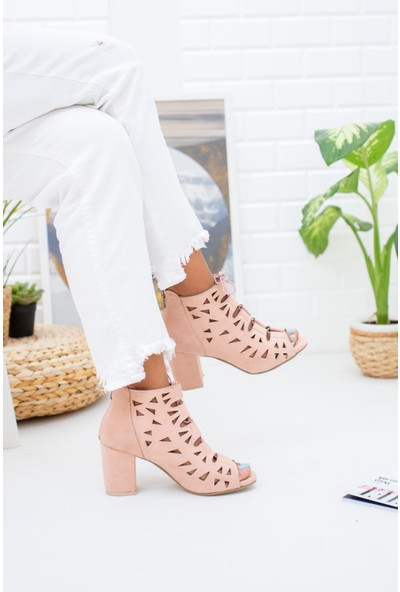 Jomoti Bağcıklı Topuklu Kadın Süet Ayakkabı