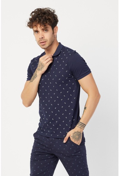 Aymeravm Çapa Baskılı Polo Yaka T-Shirt