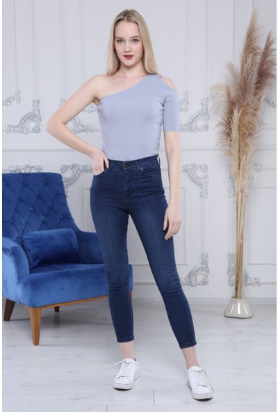 Jomoti Yüksek Bel Bilekte Kot Pantolon