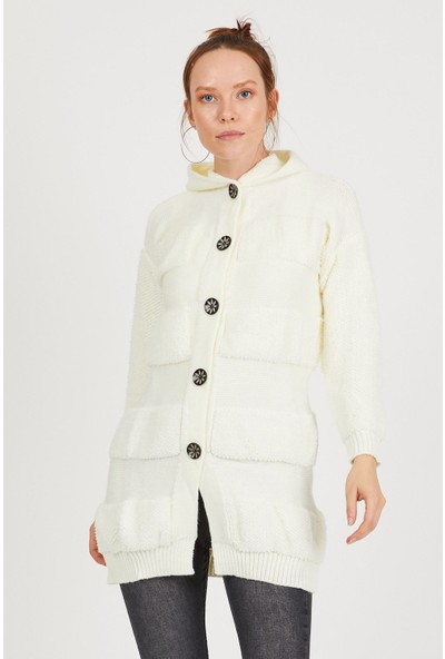 Jomoti Kapşonlu Triko Hırka