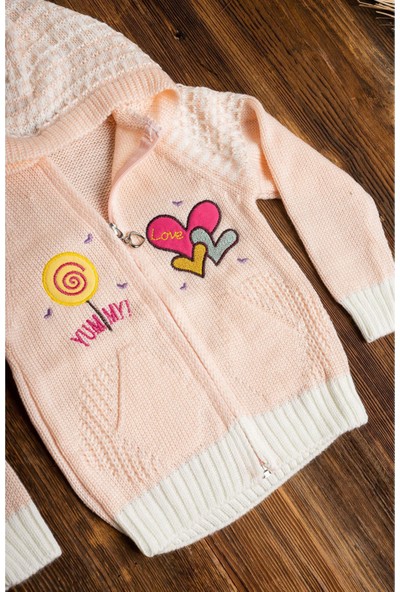 Jomoti Kapşonlu Baskılı Triko Hırka