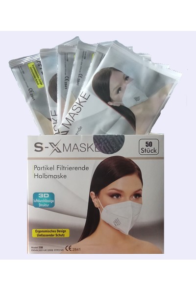 S-X Maske Ffp2 Özellikli N95 Maske 50 Adet Mna ve Ce Belgeli