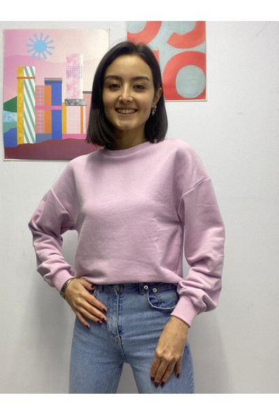 Renkli Store Bisiklet Yaka Lila Sweatshirt Renkli Store Bisiklet Yaka Lila Sweatshirt