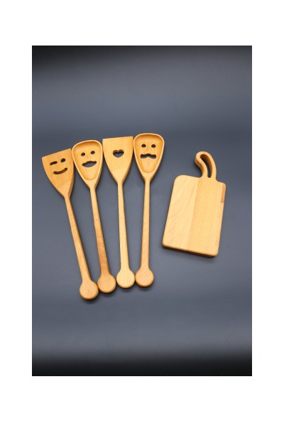Zembu Neşeli Spatula Seti 4'lü ve Lux Kesme Tahtası Küçük Zembu Neşeli Spatula Seti 4'lü ve Lux Kesme Tahtası Küçük