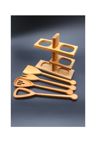 Zembu Kayın Spatula Seti 4'lü ve Revv Kaşıklık