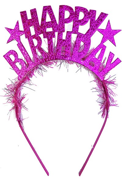 Tazador Fuşya Renk Happy Birthday Yazılı Eva Doğum Günü Tazador Parti Tacı