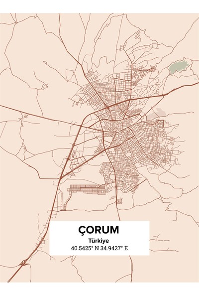 Çorum Harita Poster Çerçevesiz