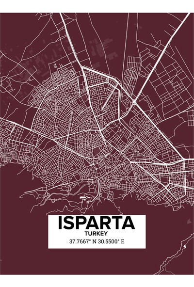 Isparta Harita Poster Çerçevesiz