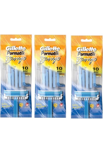 Gillette Permatik Banyo 10 Lu Poşet x 3