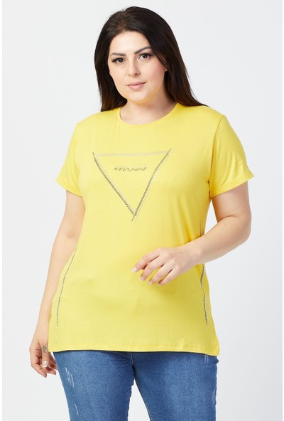 Aymeravm Büyük Beden Taşlı Penye Kadın T-Shirt Aymeravm Büyük Beden Taşlı Penye Kadın T-Shirt