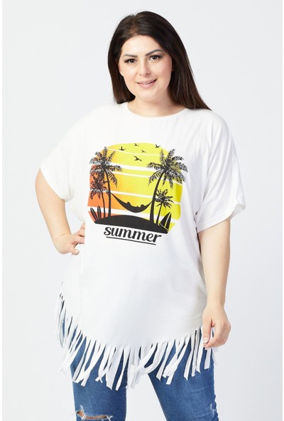 Aymeravm Büyük Beden Baskılı Penye T-Shirt