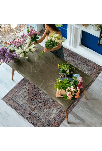 Sertex Home Antrasit Zemin Renkli Desenli Halı Sertex Home Antrasit Zemin Renkli Desenli Halı