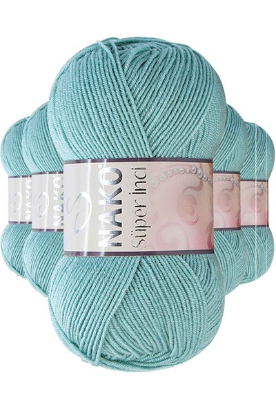 Nako 5 Adet Süper Inci El Örgü Ipi 100 gr Mint Yeşili 2524 Nako 5 Adet Süper Inci El Örgü Ipi 100 gr Mint Yeşili 2524