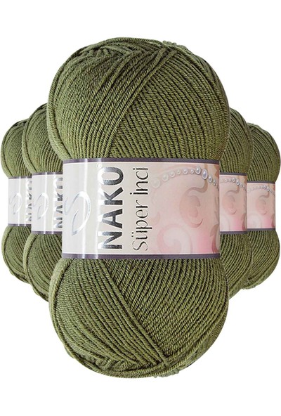 Nako 5 Adet Süper Inci El Örgü Ipi 100 gr Haki 4234 Nako 5 Adet Süper Inci El Örgü Ipi 100 gr Haki 4234