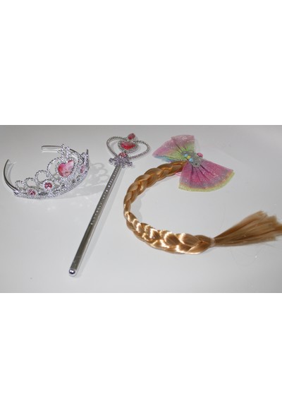 Çınar Bahçesi Çocuk Prenses Tacı, Asası ve Yandan Örgülü Taç Seti