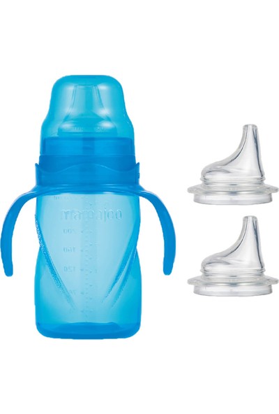 Mamajoo Kulplu Eğitici Bardak 270 ml & Yedek Ikili Bardak Ucu / Mavi Mamajoo Kulplu Eğitici Bardak 270 ml & Yedek Ikili Bardak Ucu / Mavi