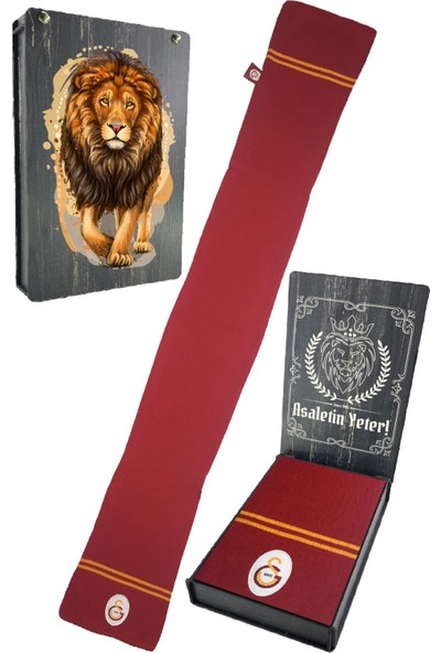 Galatasaray Orijinal Lisanslı Atkı Özel Tasarım Hediyelik Ahşap Kutulu