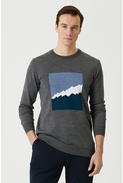 Network Erkek Kazak Pars-01 Gri Melanj