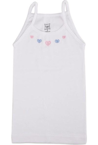 Tutku %100 Pamuklu İp Askılı Ribanalı Yumuşak Kız Çocuk Atleti 6'lı Beyaz