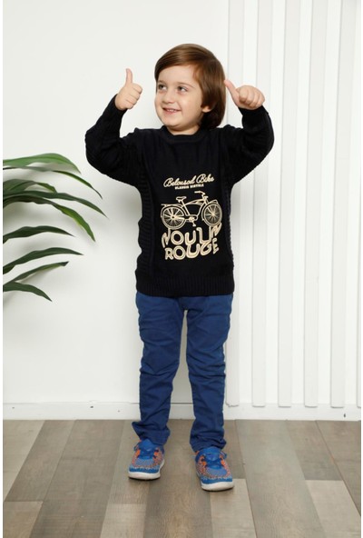 Jomoti Bisiklet Yaka Desenli Triko Kazak