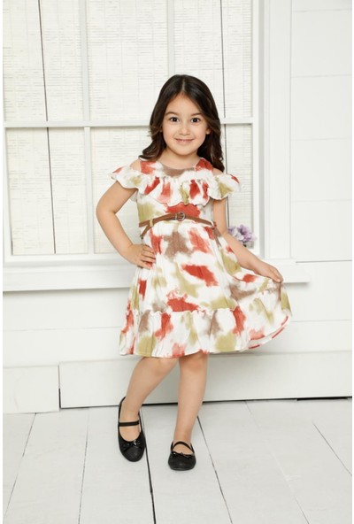 Jomoti Kemerli Volanlı Elbise